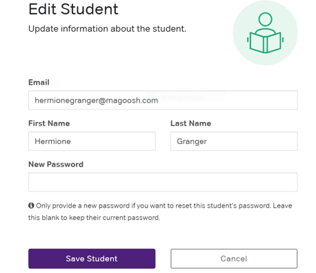 How do I reset a student's password?