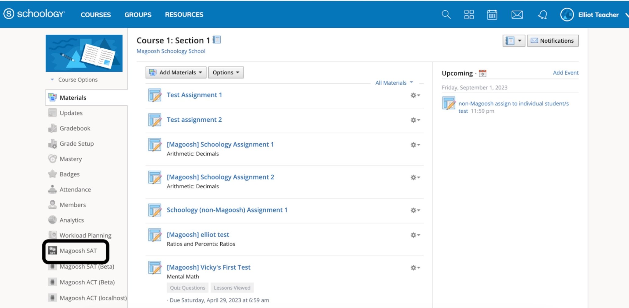 How to set up and use Magoosh with Schoology