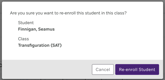 How do I view and re-enroll a former student?