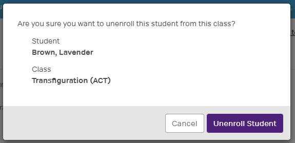How do I unenroll a student from a class?